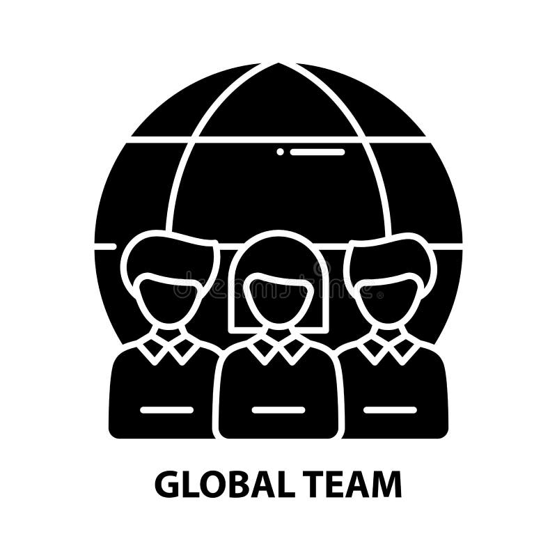 Global Team Icon, Black Vector Sign with Editable Strokes, Concept ...