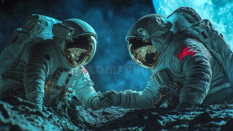Global Teamwork among Astronauts is Illustrated by a Handshake on the ...