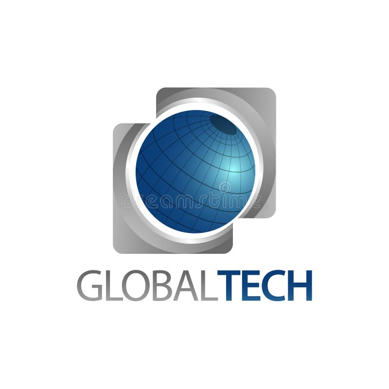 Global Tech. Three Dimensional Square World Globe Icon Logo Concept ...