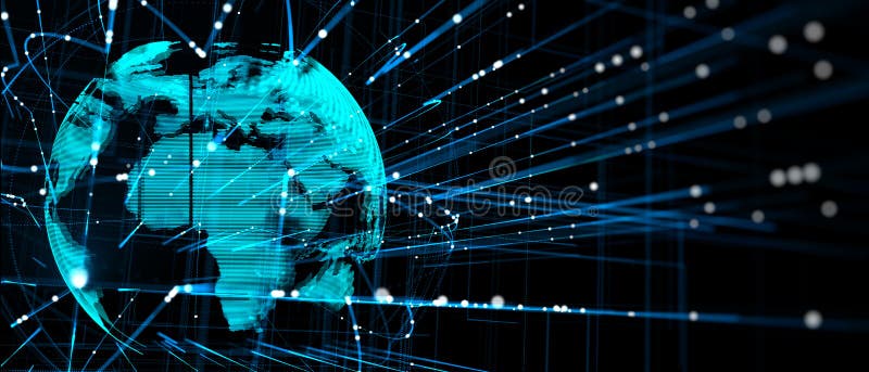 Global Technologies Concept with Glowing Digital World Map Globe on ...