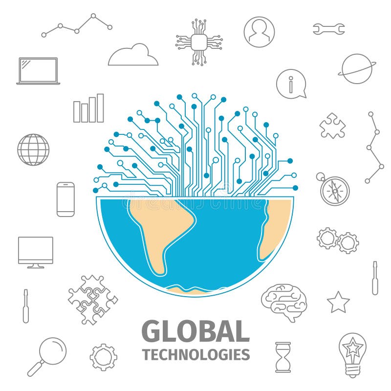 Global Technologies Touch Interface Sci-fi World Map of Networks Stock ...