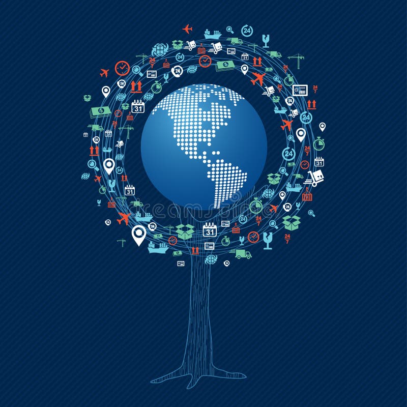 Mobile Communication Concept Tree Stock Vector - Illustration of globe ...