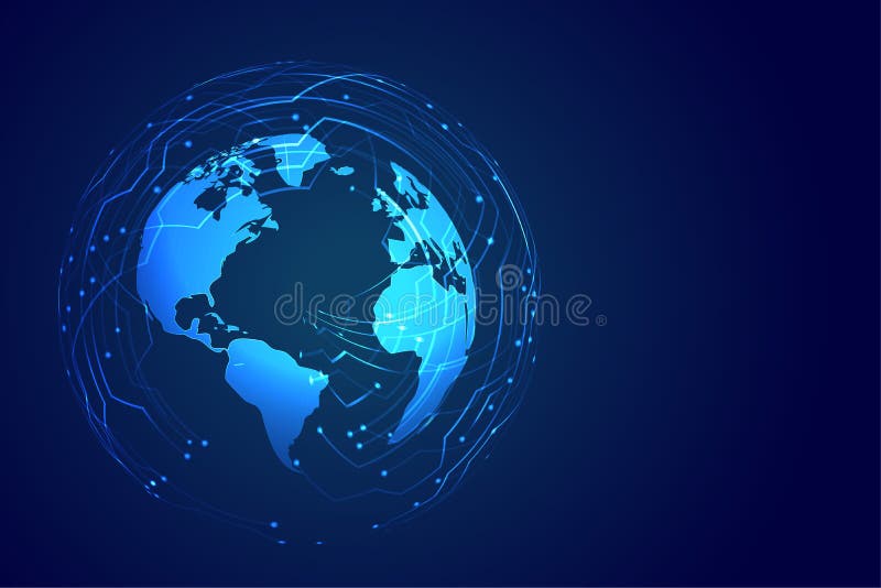 Global Technology Earth Digital Background with Circuit Diagram Stock ...