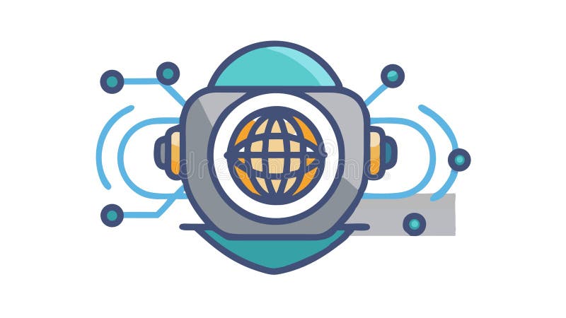 Global Technology Icon with Globe and Circuits for Worldwide Networks ...