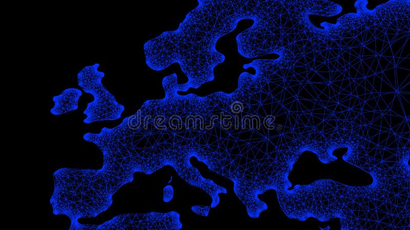 Global Technology Map 3d. Neon Digital Map of the Europe with Computer ...