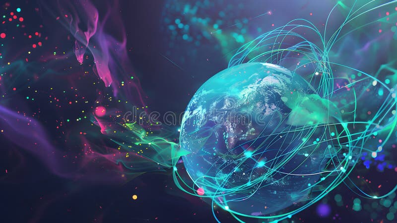 Global Technology Network, a Futuristic Blue Globe Map Connects the ... Global Technology Network, a Futuristic Blue Globe Map Connects the ...