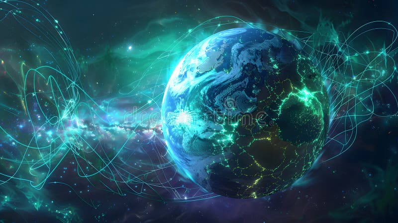 Global Technology Network, a Futuristic Blue Globe Map Connects the ... Global Technology Network, a Futuristic Blue Globe Map Connects the ...