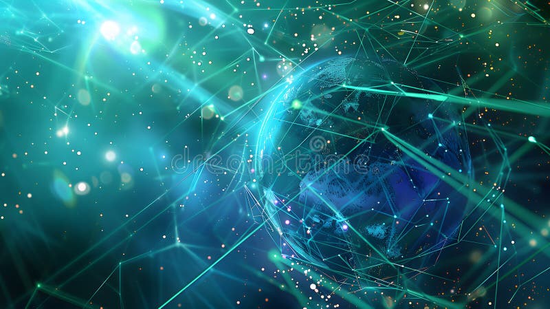 Global Technology Network, a Futuristic Blue Globe Map Connects the ... Global Technology Network, a Futuristic Blue Globe Map Connects the ...