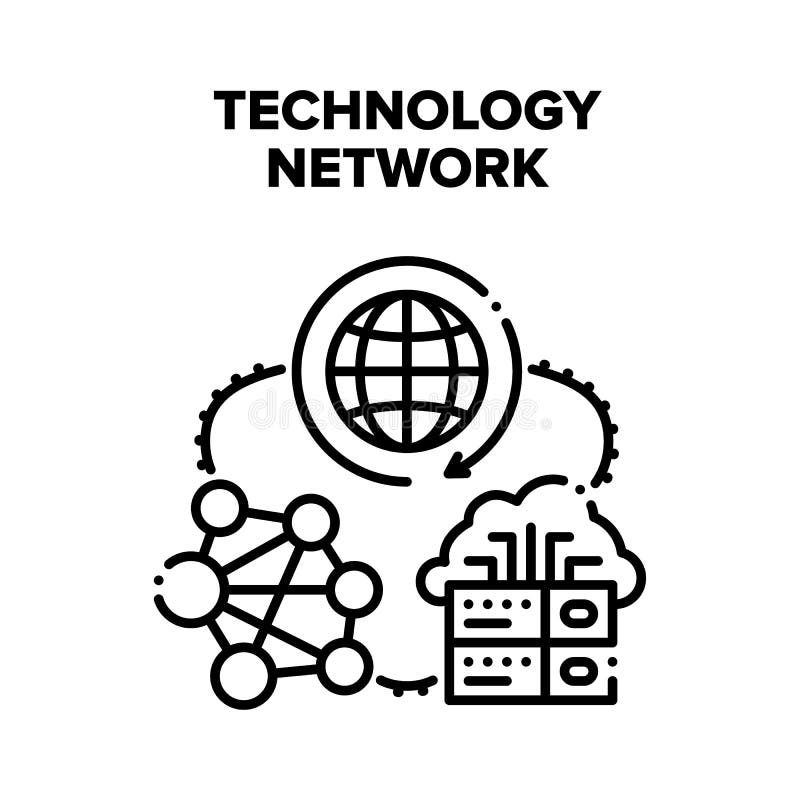 Global Technology Network Vector Black Illustration Stock Vector ...