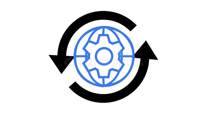 Global Technology System Update Icon in Cartoon Animation. Maintenance ...