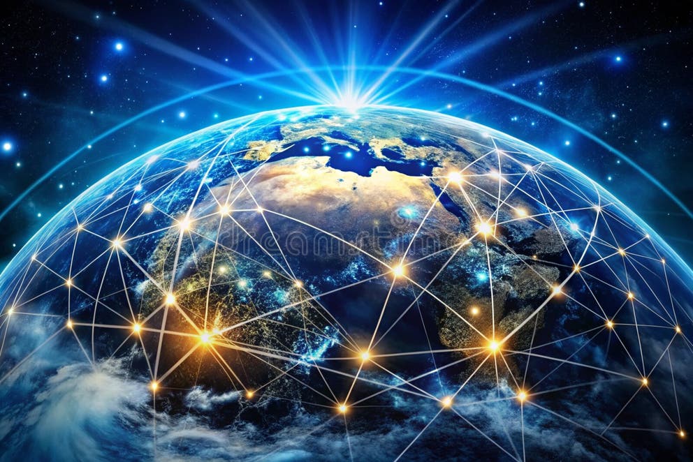 Global Telecommunication Network Around Earth Stock Illustration ...