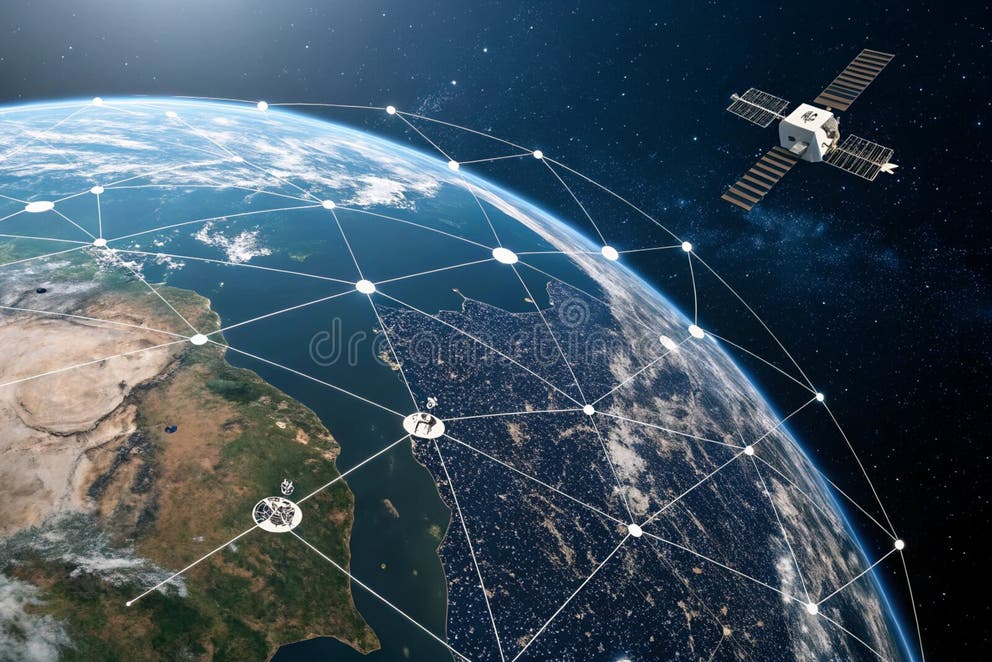 Global Telecommunication Network Around Earth Stock Illustration ...