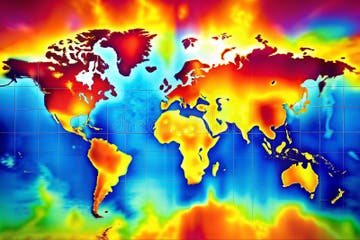 Global Temperature Map, Hot Zones, World Map, Data Visualization Stock ...