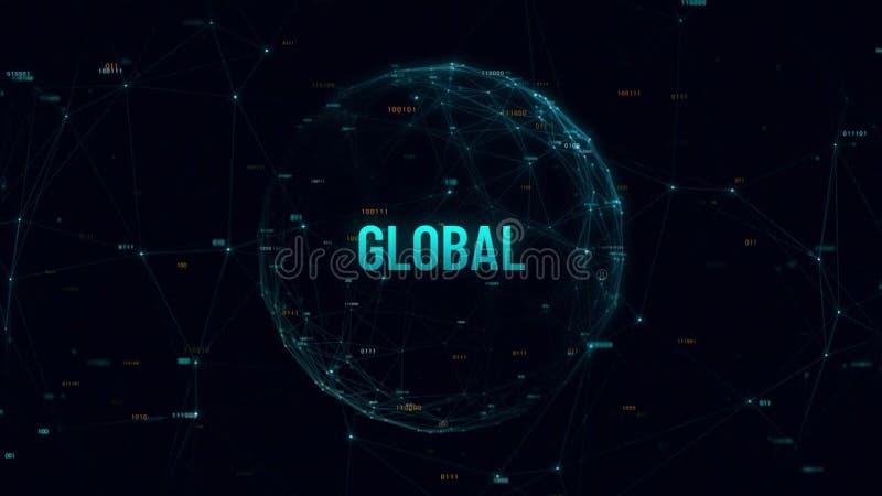 Global Text on a Rotating Digital Plexus Globe Stock Footage - Video of ...
