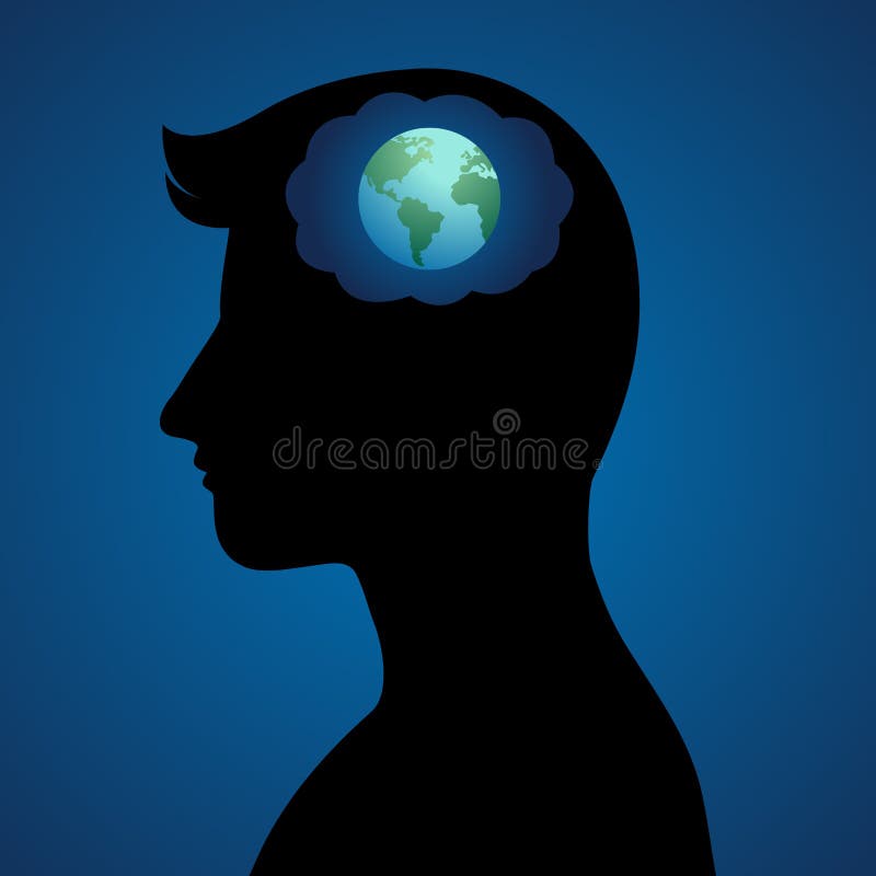 Globe thinker concept stock vector. Illustration of silhouete - 36521636