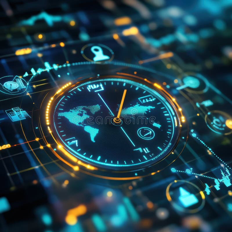 Global Time and Technology Interface Stock Illustration - Illustration ...
