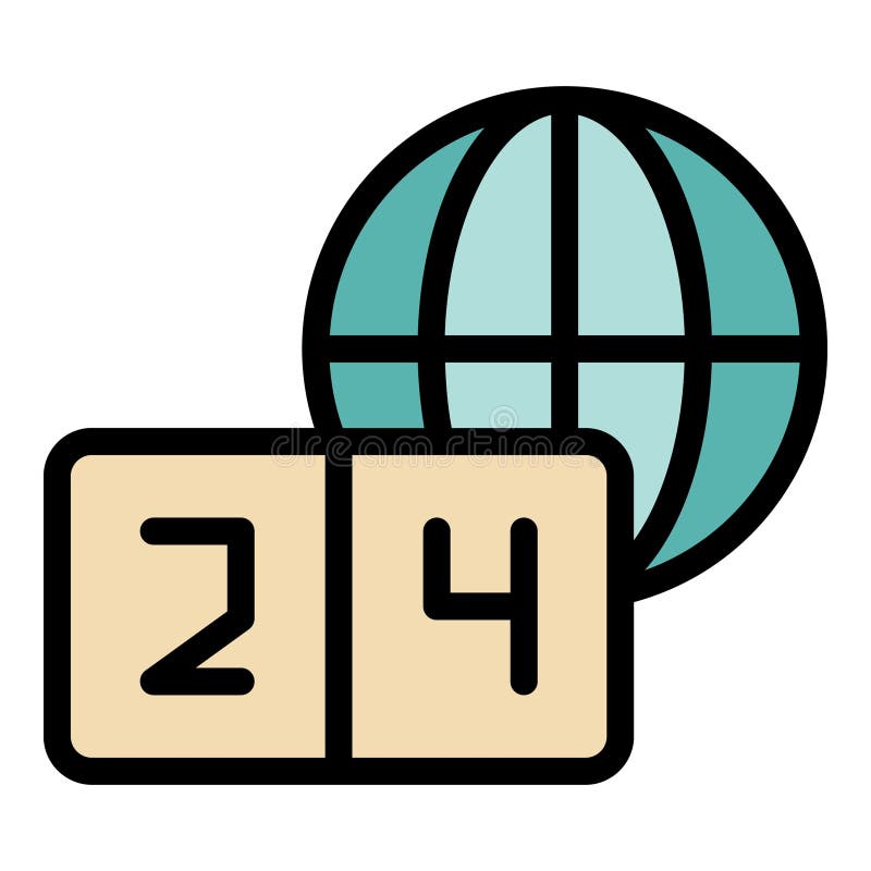 Global Timezone Icon Vector Flat Stock Illustration - Illustration of ...