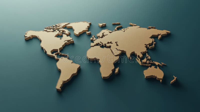 Global Topographical Relief Map Showcasing Continents and Oceans on a ...