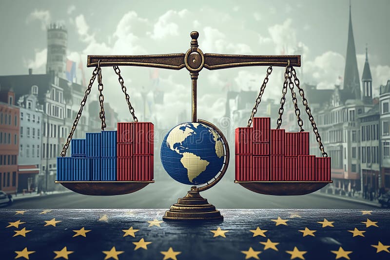 Global Trade and Commerce Balancing Act Illustrated with Shipping ...