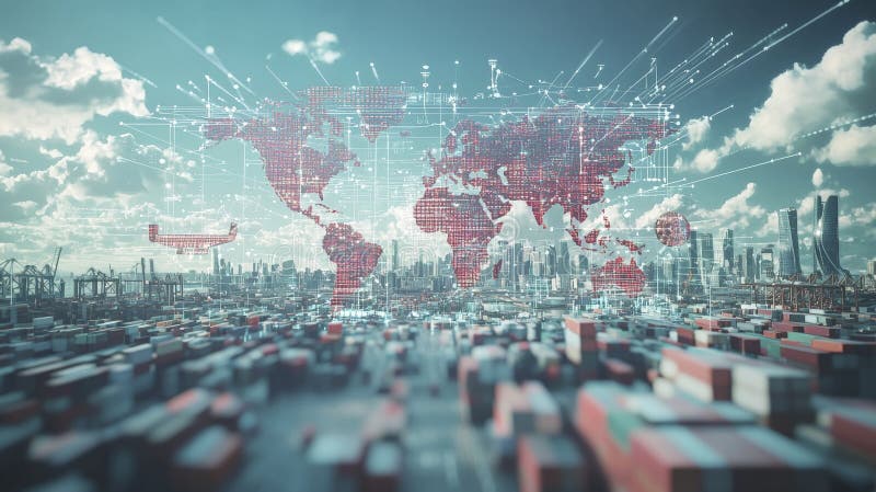 Global Trade Dynamics Urban Landscape Digital Visualization Technology ...