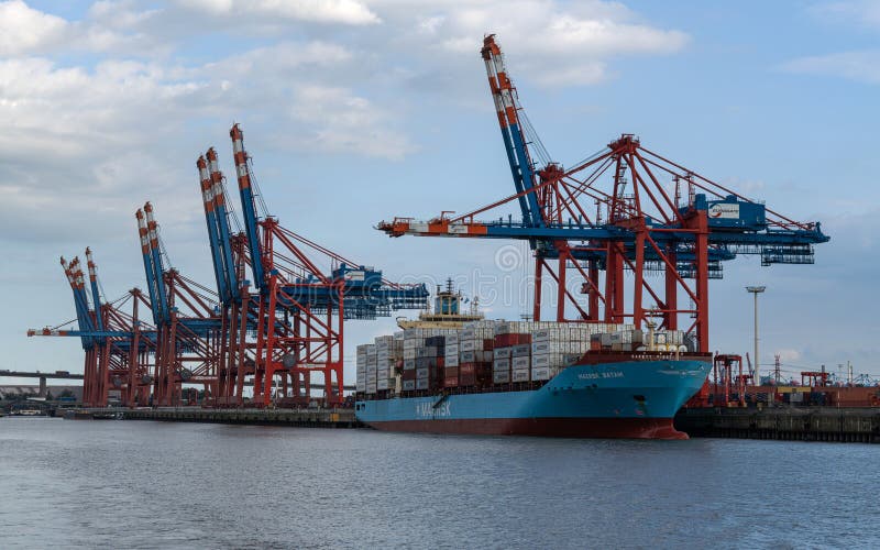 Global Trade Logistics, Containership on the Harbor of Hamburg, Germany ... Global Trade Logistics, Containership on the Harbor of Hamburg, Germany ...