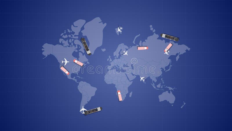 Global Transport Connection on the World Map Stock Illustration ...