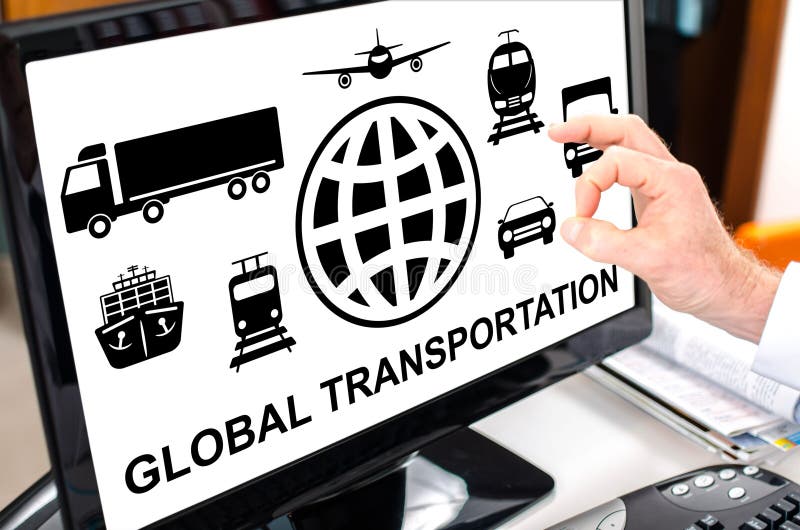 Global Transportation Concept on a Computer Monitor Stock Photo - Image ...