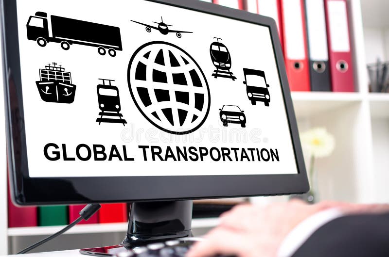 Global Transportation Concept on a Computer Screen Stock Illustration ...
