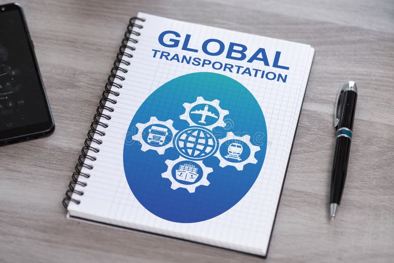 Global Transportation Concept on a Notepad Stock Image - Image of ...