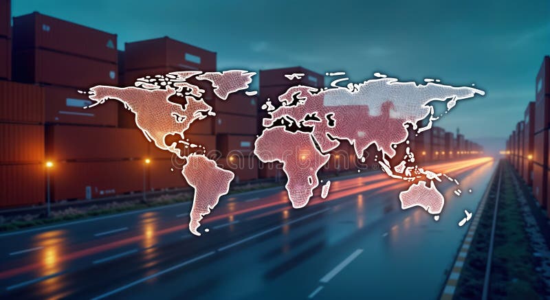 Global Transportation Logistics Concept. World Map Overlayed on ...