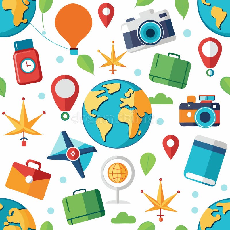 Global Travel and Exploration Pattern Stock Image - Image of plant ...