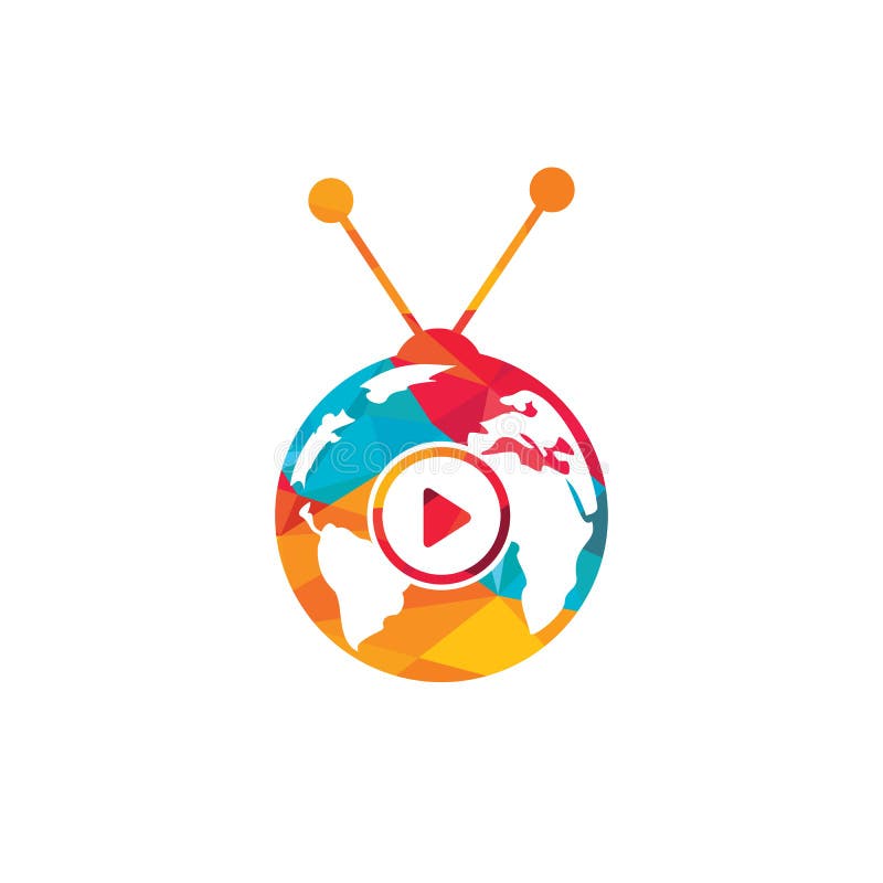 Global TV Vector Logo Design Concept. World Television Icon Design ...