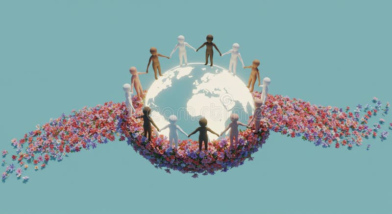 Global Unity: a Celebration of Diversity and Harmony Stock Illustration ...