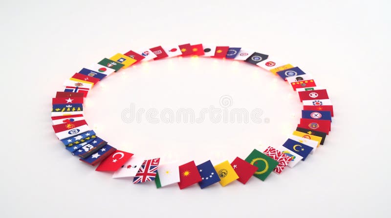 Global Unity Circle of Miniature Flags Representing International ...