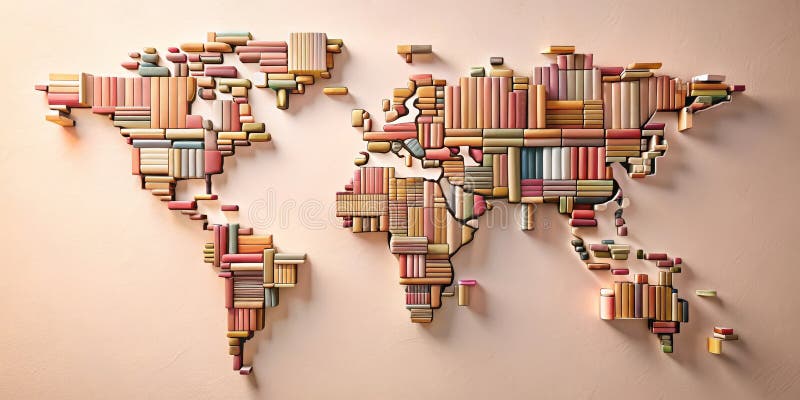 Global Unity a Colorful Mosaic World Map Constructed from Blocks ...