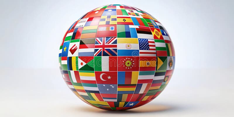 Global Unity a Colorful Sphere of International Flags Representing ...
