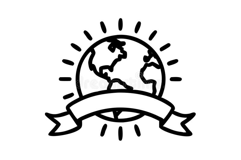 Global Unity Emblem with Sunburst Earth Day and Banner a World Map ...