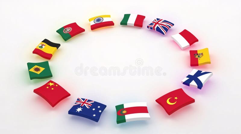 Global Unity Flags of Diverse Nations Arranged in a Circle Symbolizing ...