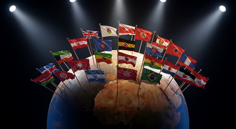 Global Unity: a World of Flags United on Earth Stock Illustration ...