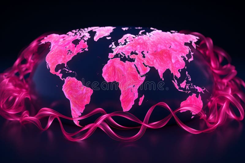 Global Unity World Map with Interconnected Pink Stock Illustration ...