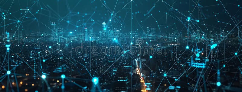 Global Urban City Light Up in the Night City Animation Stock Photo ...