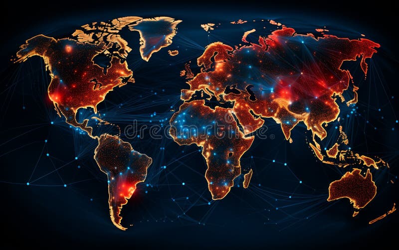 Global User Network: World Map Display. Generative by Ai Stock Illustration - Illustration of ...