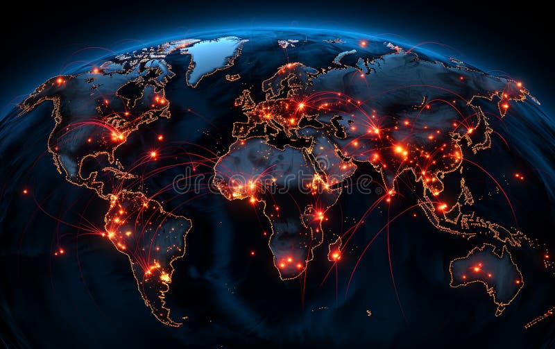 Global User Network: World Map Display. Generative by Ai Stock Illustration - Illustration of ...
