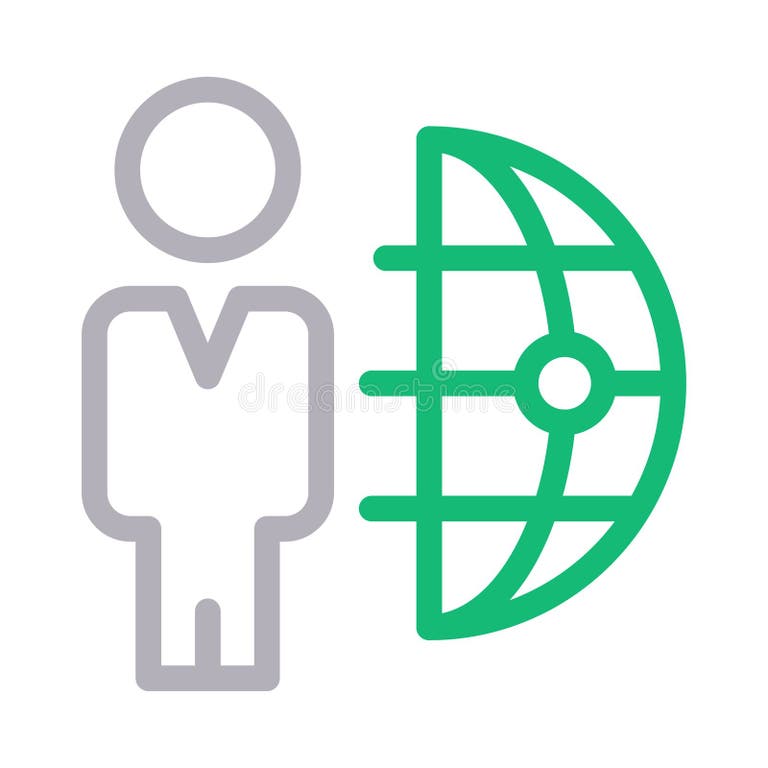 Global User Vector Color Line Icon Stock Illustration - Illustration of ...