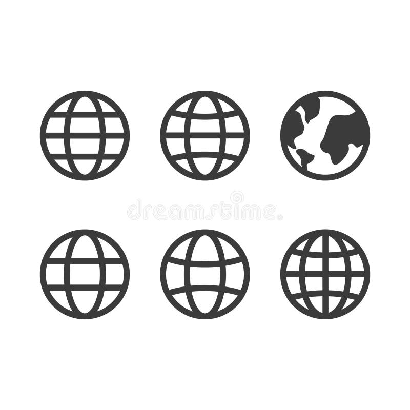 Global Vector Icon Set, Round Ball Collection, Grid. Line Outline Thin ...