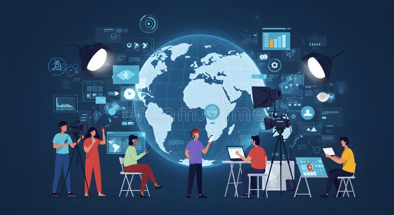 Global Video Production Team Collaborates on a Digital Project Stock ...