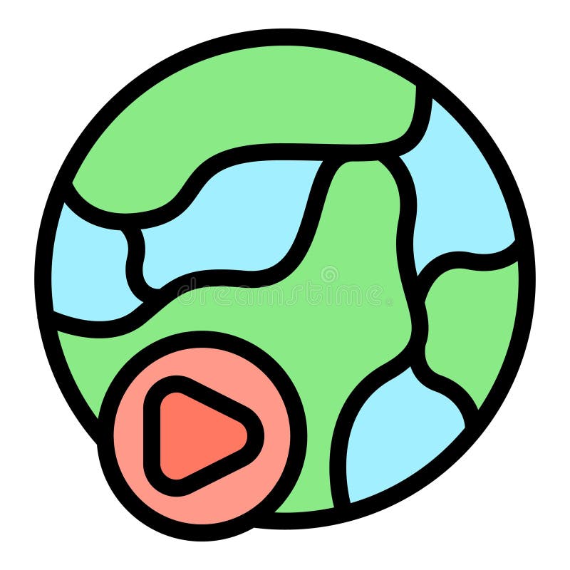 Global Video Streaming Service Play Button on World Icon Stock ...