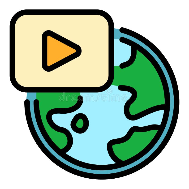 Global Video Work Icon Color Outline Vector Stock Vector - Illustration ...