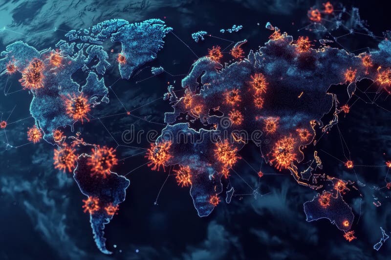 Global Viral Spread Map Highlighting Areas of Concern and Active ...