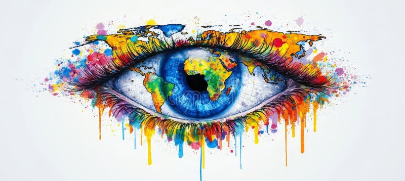 Global Vision Human Eye with World Map for Vision Care, World Sight Day ...